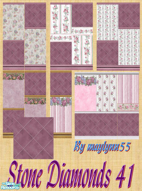 The Sims Resource - Stone Diamonds - Wall Set 41