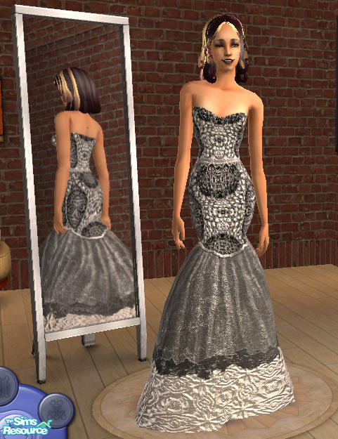 The Sims Resource - Silver Jeweled Dress
