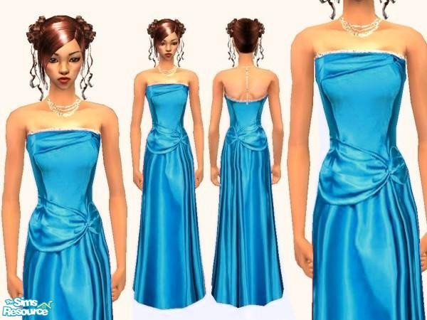 The Sims Resource | ocean blu adult silver silk formal dress