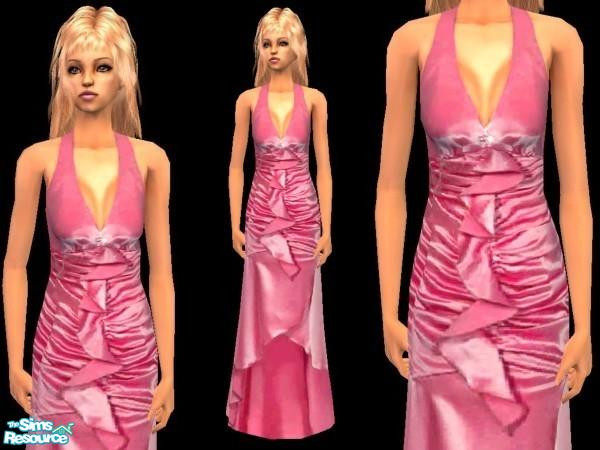 The Sims Resource | pink elder silk formal dress
