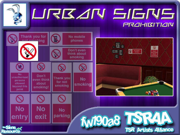 The Sims Resource | Urban Signs (Prohibition) - No Smoking S