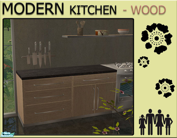 The Sims Resource - Kitchen wood recolor - counter