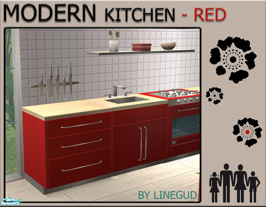 The Sims Resource - Kitchen red recolor - counter