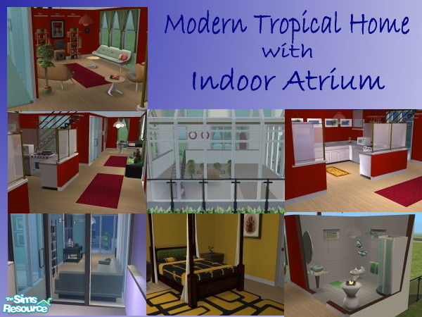The Sims Resource | Modern Tropical Home with Indoor Atrium