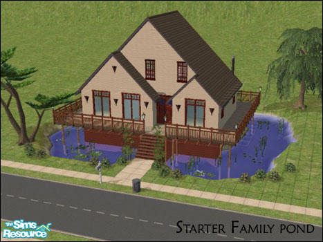 The Sims Resource | Starter family with pond