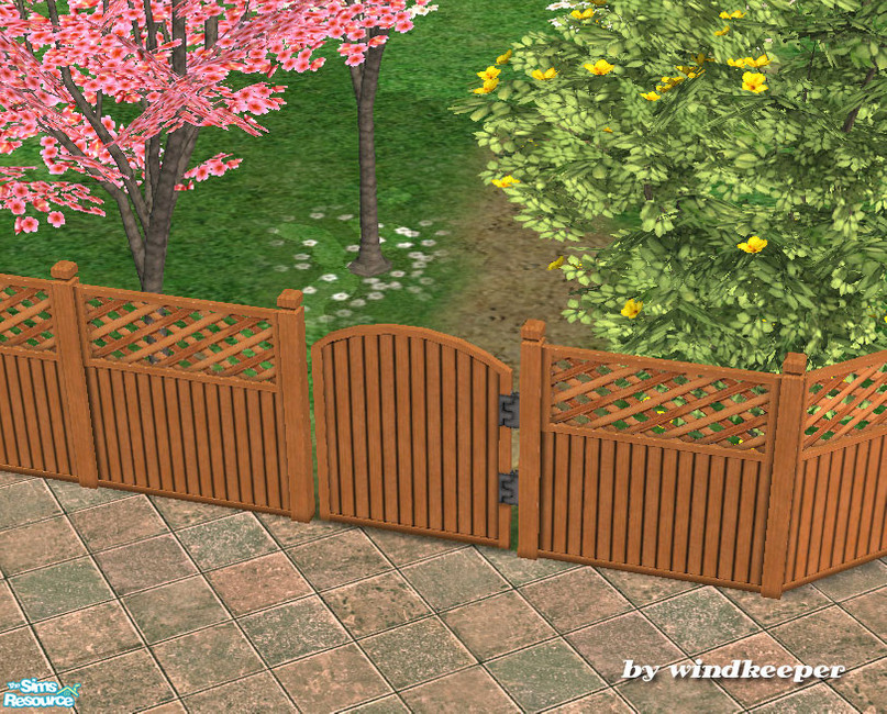 The Sims Resource - Wooden lattice short gate