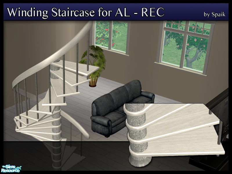 The Sims Resource | Winding Stairs for AL - White Wood REC