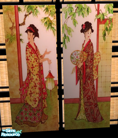 The Sims Resource | Oriental Living Geisha Paintings