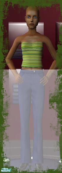 The Sims Resource - Striped Tube Top (Green)
