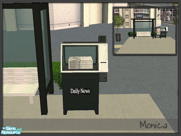 The Sims Resource | Sim City Bus Stop Newspaper box - black