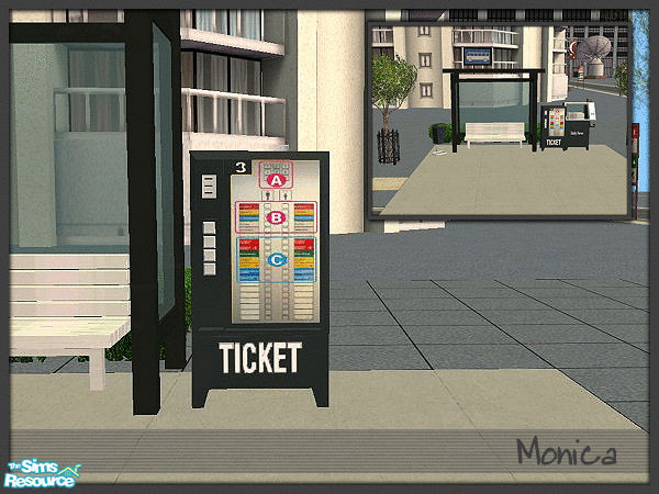 The Sims Resource | Sim City Bus Stop Ticketbox - black