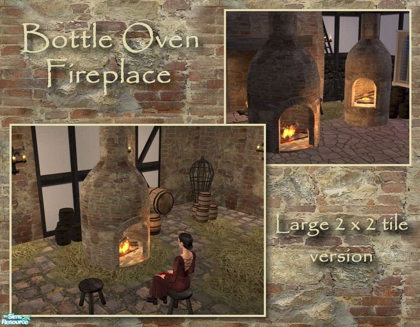 The Sims Resource - 2x2 Tile Bottle Oven Fireplace