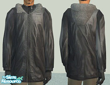 The Sims Resource - Black Leather Jacket with Gortex Hood