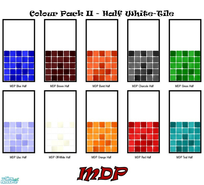 The Sims Resource - MDP Colour Pack II Half White-Tile
