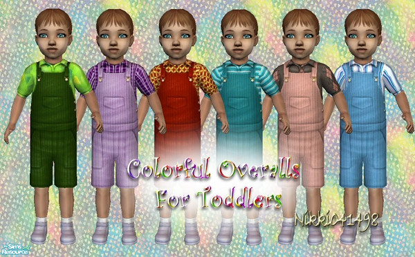 The Sims Resource | Colorful Overalls for Toddlers