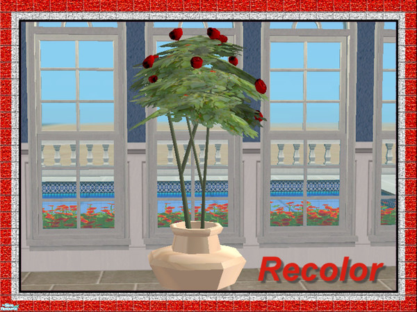 The Sims Resource - Rose Tree-Red Roses in Ivory Pot
