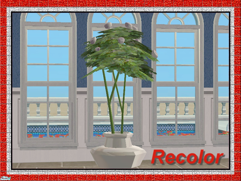 The Sims Resource - Rose Tree-White Roses in White Pot