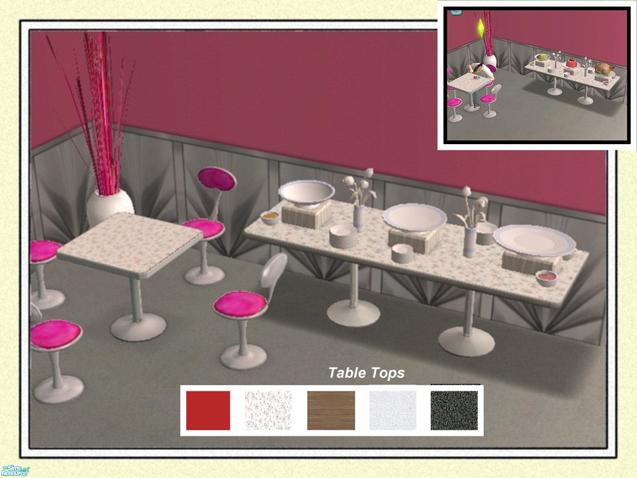 The Sims Resource | Buffet Table-Vintage Retro