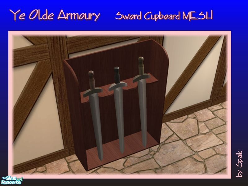 The Sims Resource - Sword Cupboard 1-tile - MESH