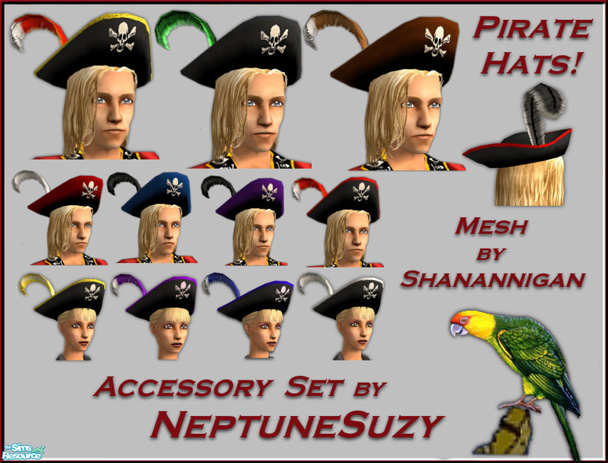 The Sims Resource - NSC Pirate Hat Set1