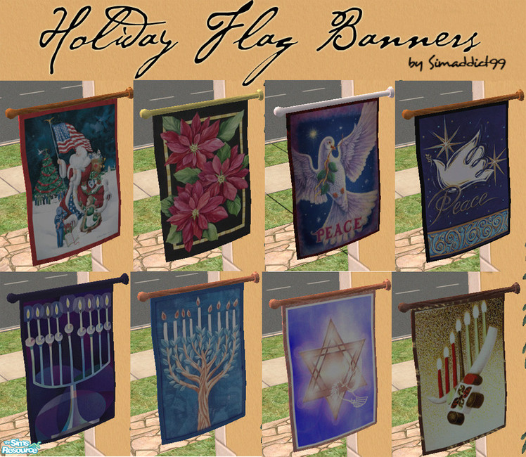 The Sims Resource - Holiday Flag Banners
