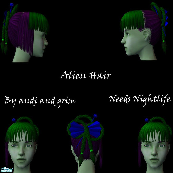 The Sims Resource | Andi\'s Alien Set - Hair