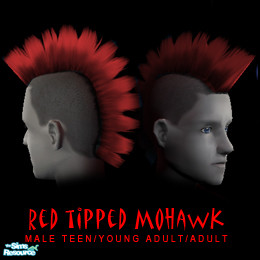 The Sims Resource | Red Tipped Mohawk - Teen/YA/Adult