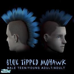 The Sims Resource | Blue Tipped Mohawk - Teen/YA/Adult