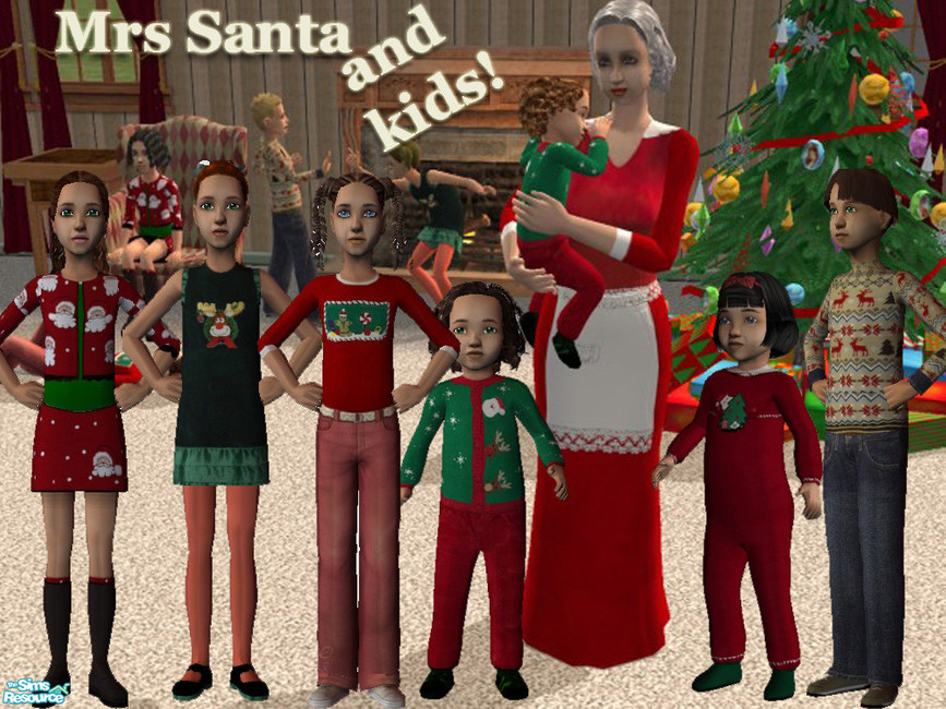 The Sims Resource - Mrs.Santa and kids!