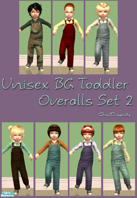 The Sims Resource | Unisex BG Toddler Overalls - Set 2