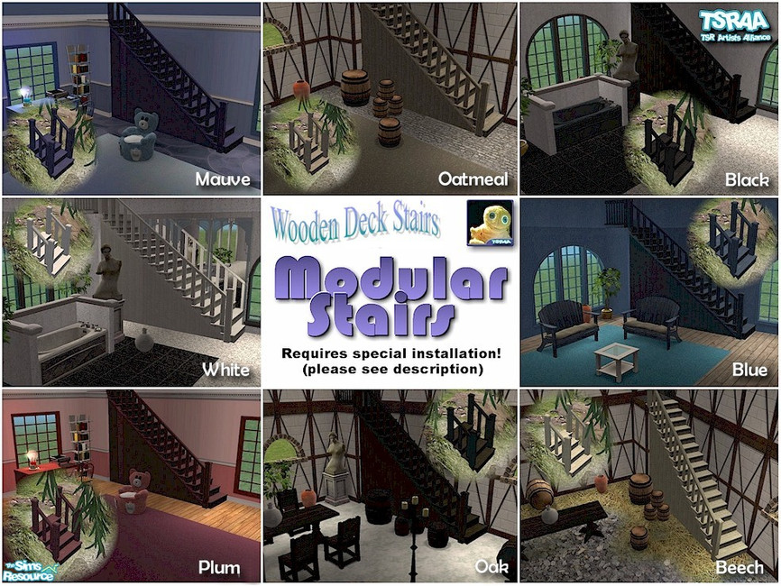 The Sims Resource - Modular Wooden Deck Stairs
