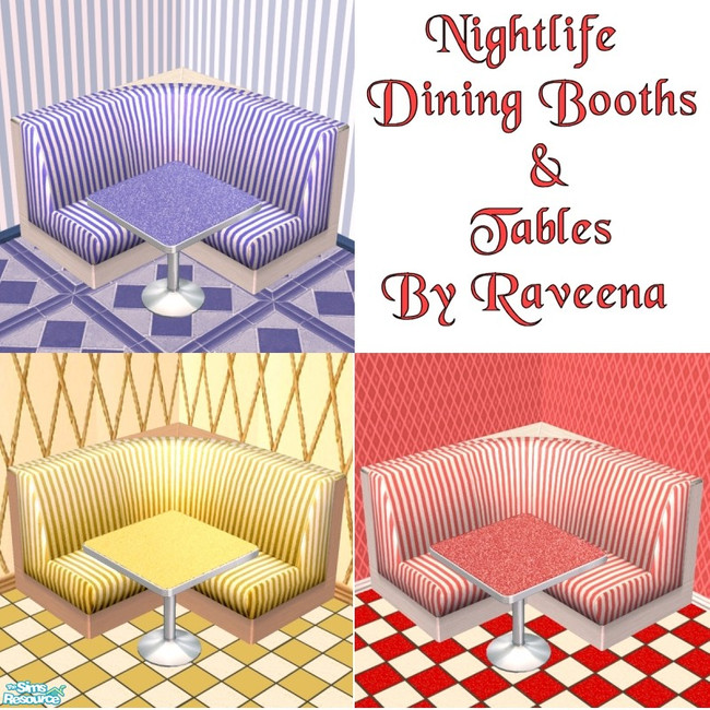 The Sims Resource - Nightlife Dining Booths & Tables