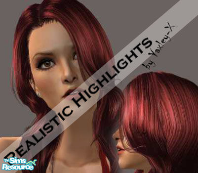 The Sims Resource - Realistic Hair with Highlights - Red