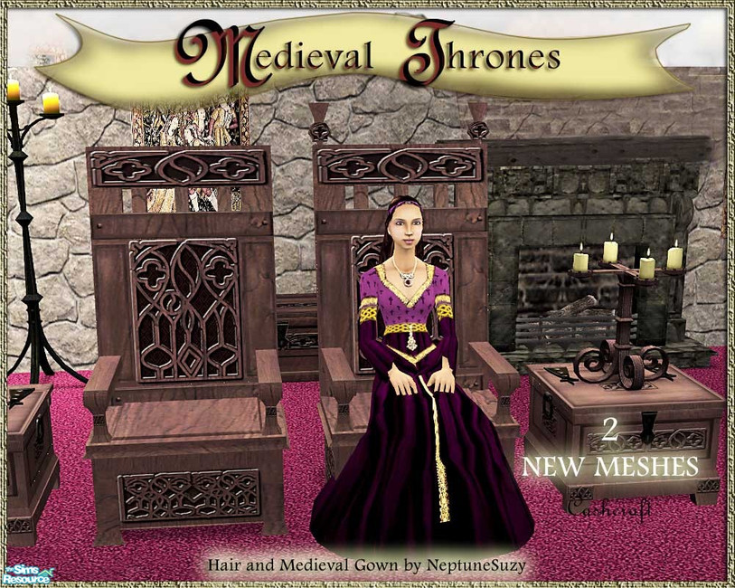The Sims Resource - King and Queen Medieval Thrones