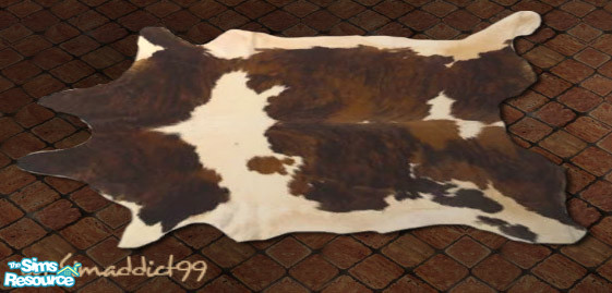 The Sims Resource | Medieval - Tri Color Cow Skin Rug