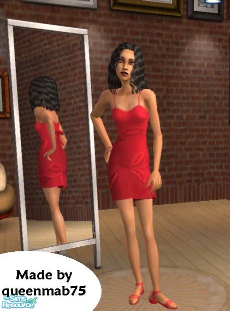 The Sims Resource | Embroidered Dress - Red