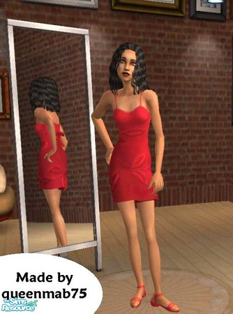 The Sims Resource | Embroidered Dress - Red