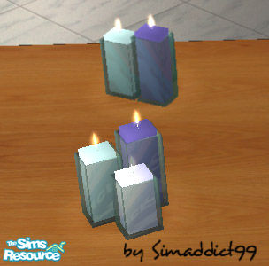 The Sims Resource | Candle Trio - Blue Glass