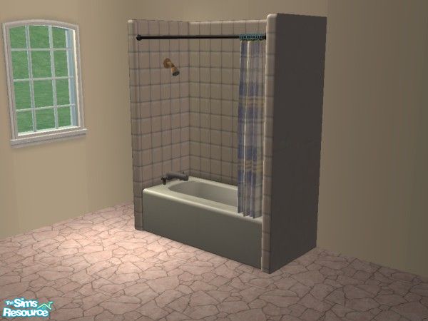 The Sims Resource - AquaPlus shower curtain recolor- Blue Plaid