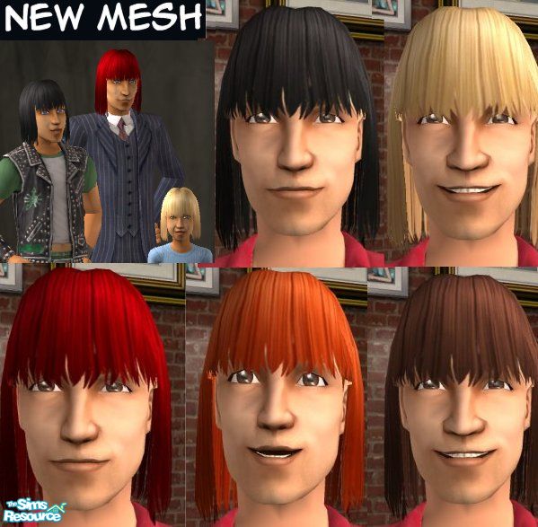 The Sims Resource | Male Rocker Bangs Hair Set
