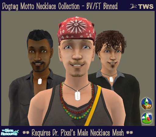The Sims Resource | Dogtag Motto Necklace Collection - BV/FT Versions