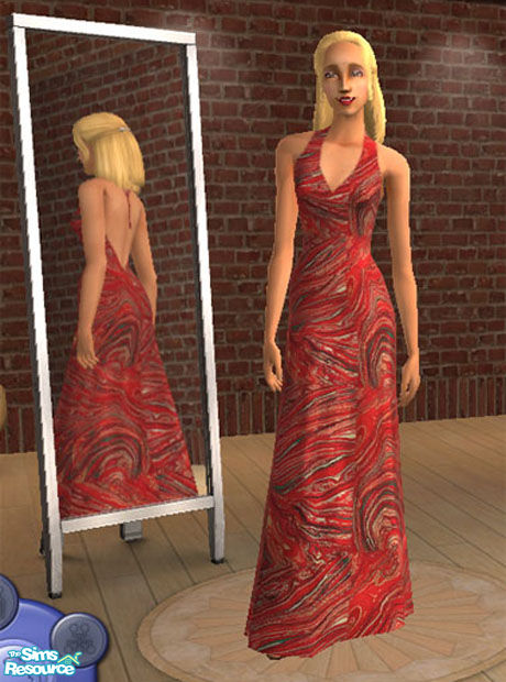 The Sims Resource - Red Swirl Dress