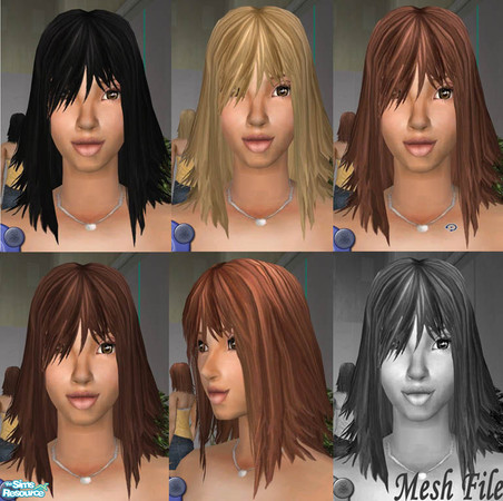 The Sims Resource - Layered Hair with Messy Bangs