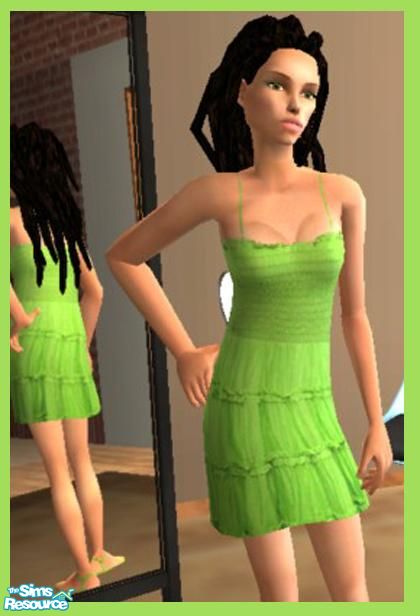 The Sims Resource | Green dress for teens