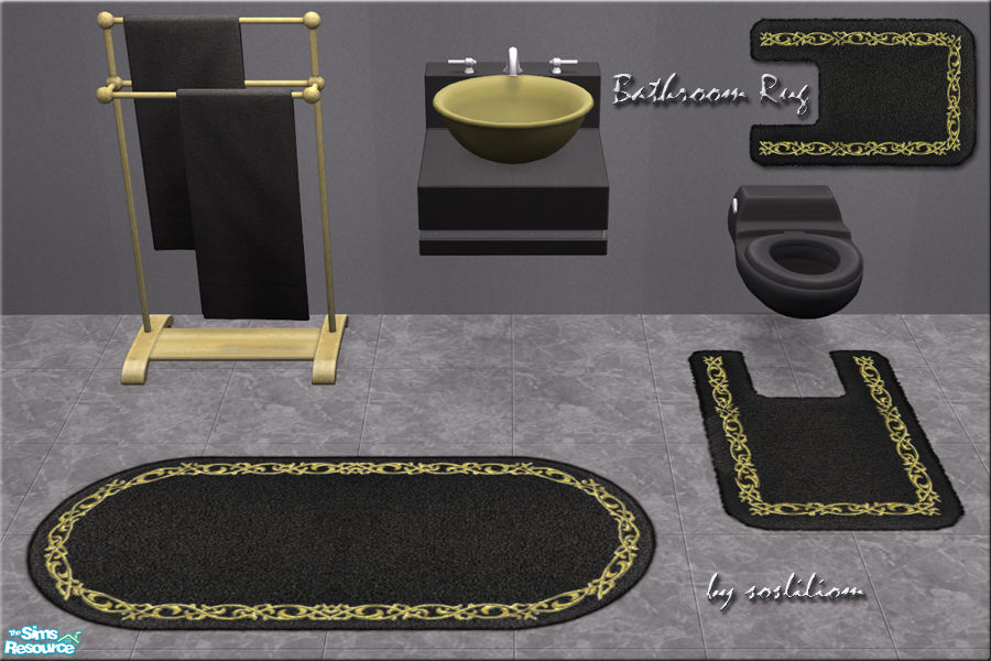The Sims Resource | Bathroom Rug - Black (Free Time)