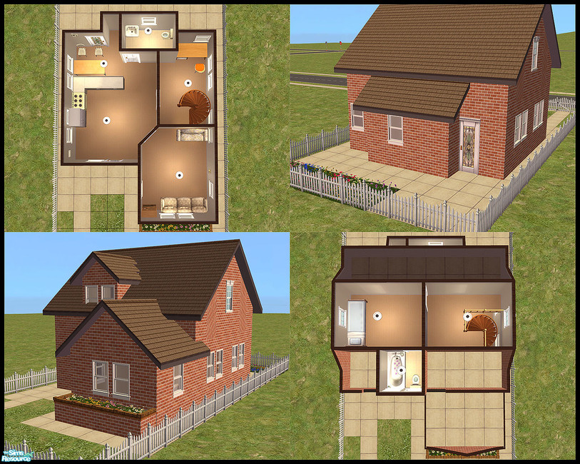 The Sims Resource - 01 Mini House Lane - Modern 1x2 Mid Sized Home