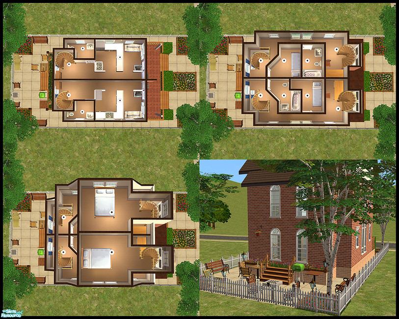 The Sims Resource - 01 Apartment Lane - 1x2, 2 Small Modern Homes