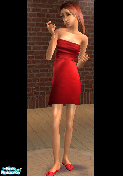 The Sims Resource | Red Satin Dress