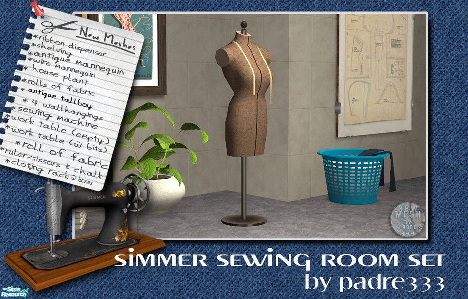 The Sims Resource - Simmer Sewing Set Antique Mannequin