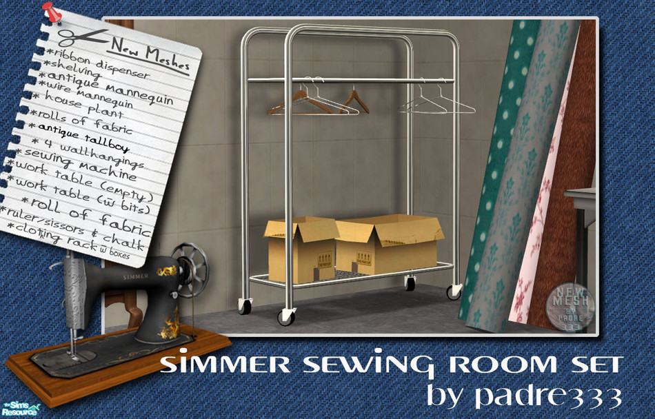 The Sims Resource - Simmer Sewing Set Clothes Rack